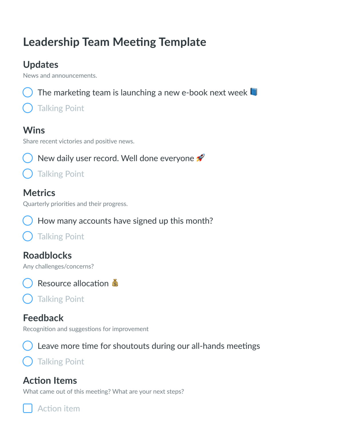 Administrative Team Meeting Agenda Template