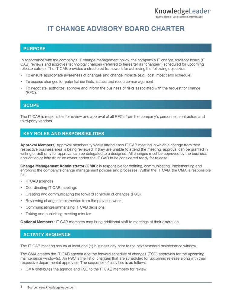 Change Advisory Board Meeting Minutes Template