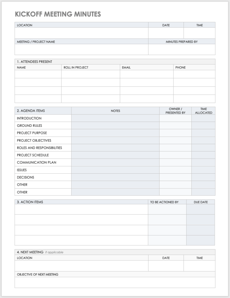 Construction Kick Off Meeting Template