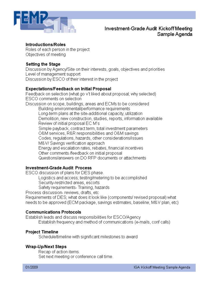 Internal Audit Kick Off Meeting Template
