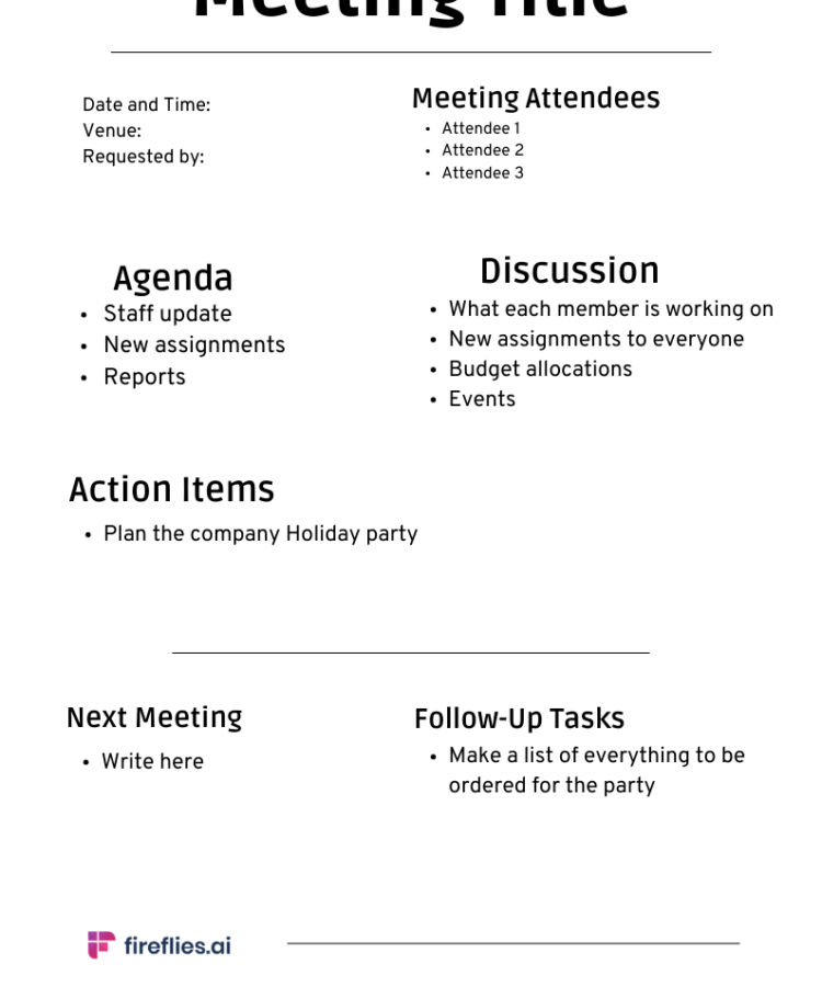 Social Club Meeting Minutes Template