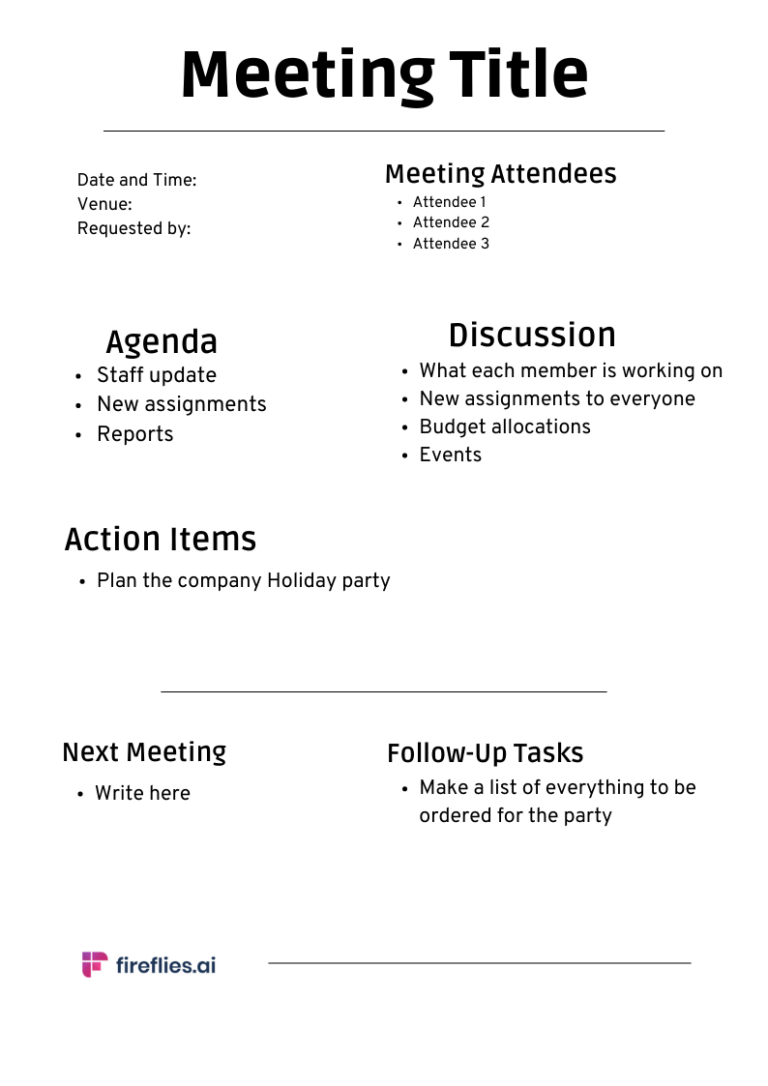 Open Office Meeting Minutes Template