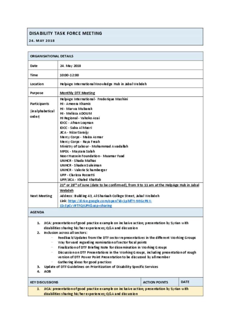 Task Force Meeting Agenda Template