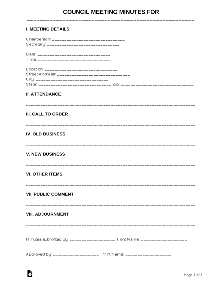 Town Hall Meeting Minutes Template