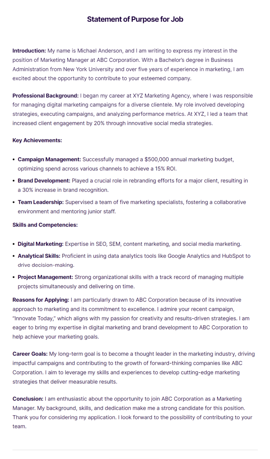 Best Statement of Purpose Overleaf Templates