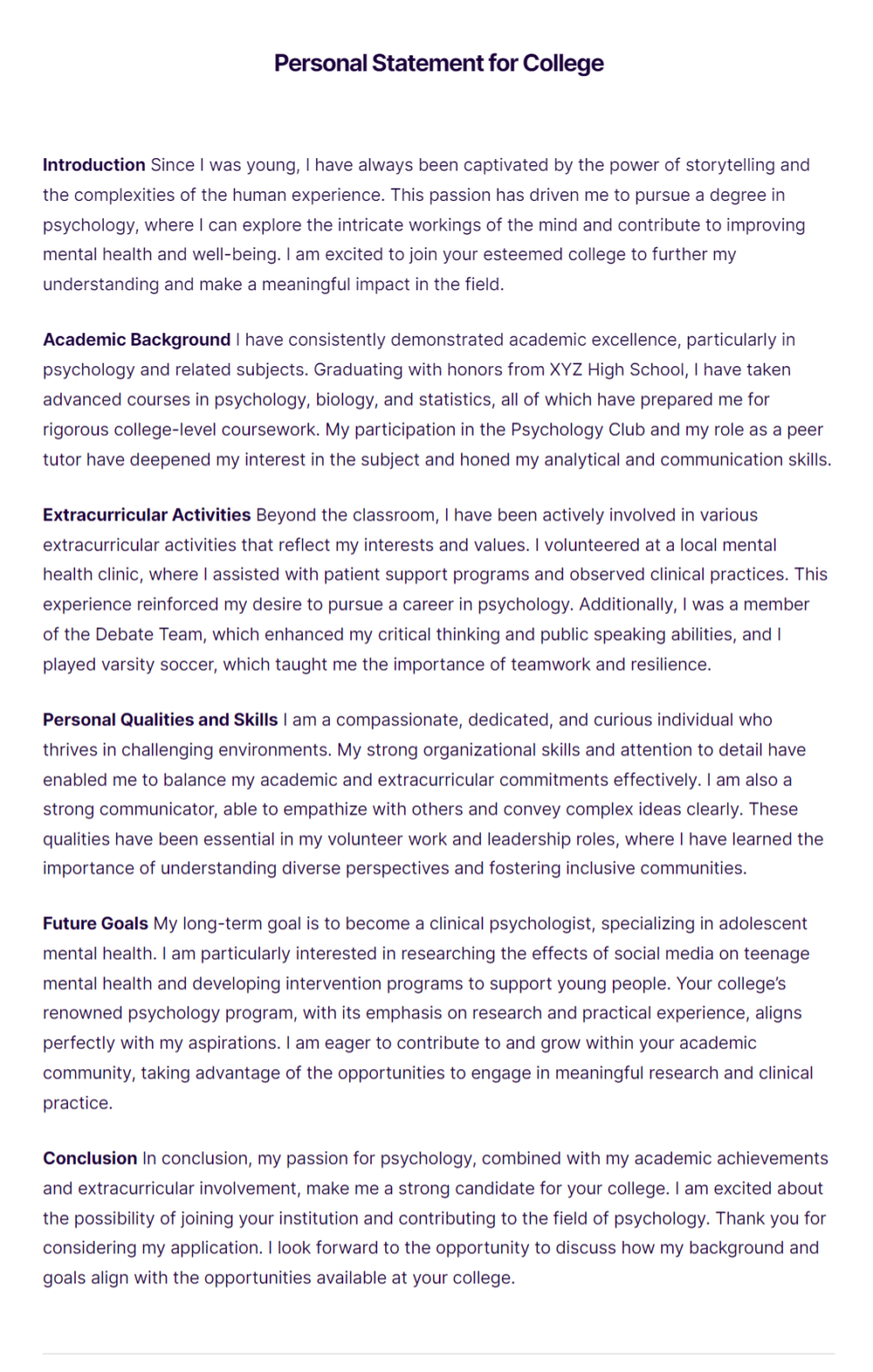 Craft a Winning Personal Statement: Job Application Template