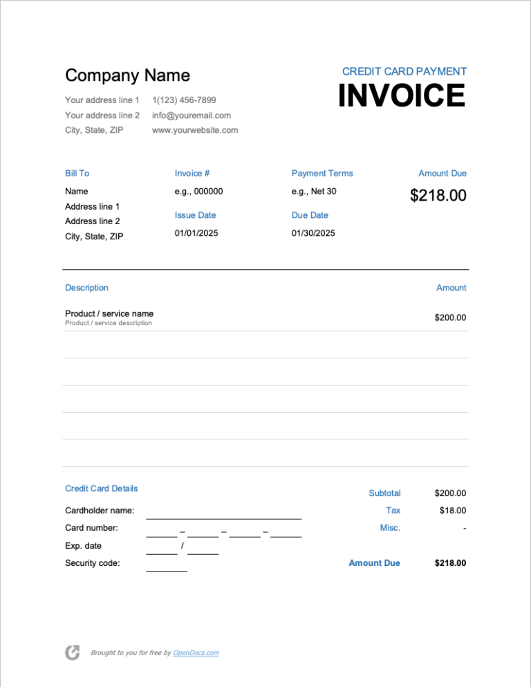 Free Credit Card Billing Statement Template & Example