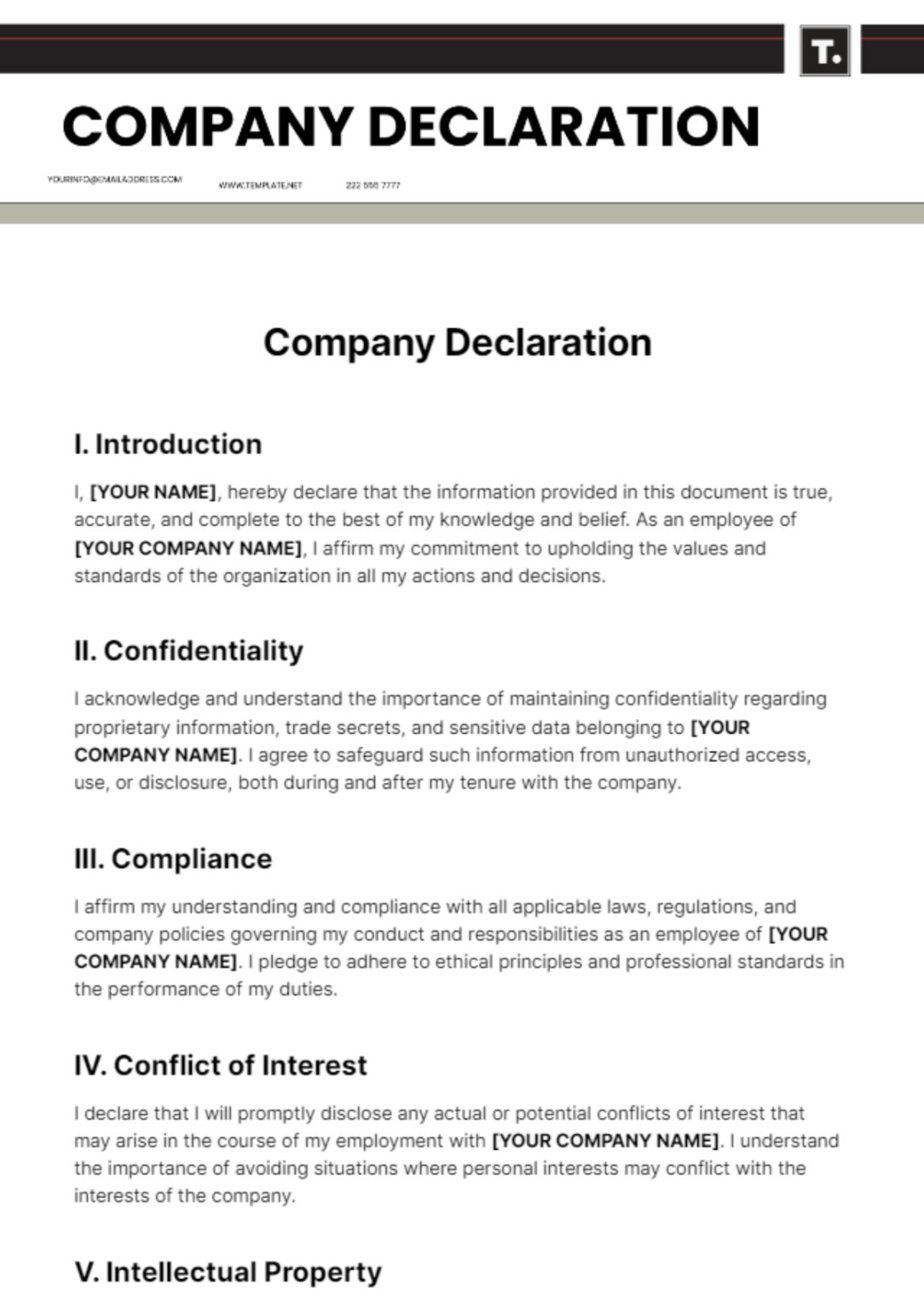 Free Declaration of Interest Statement Template & Example