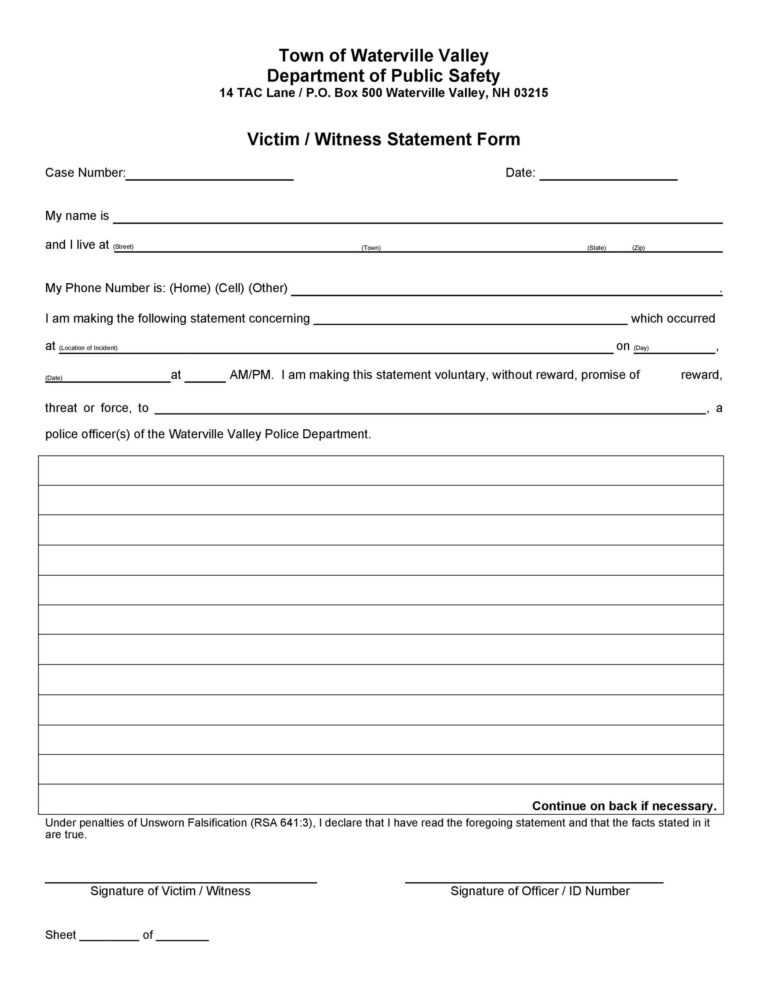 Free Family Law Witness Statement Template & Example
