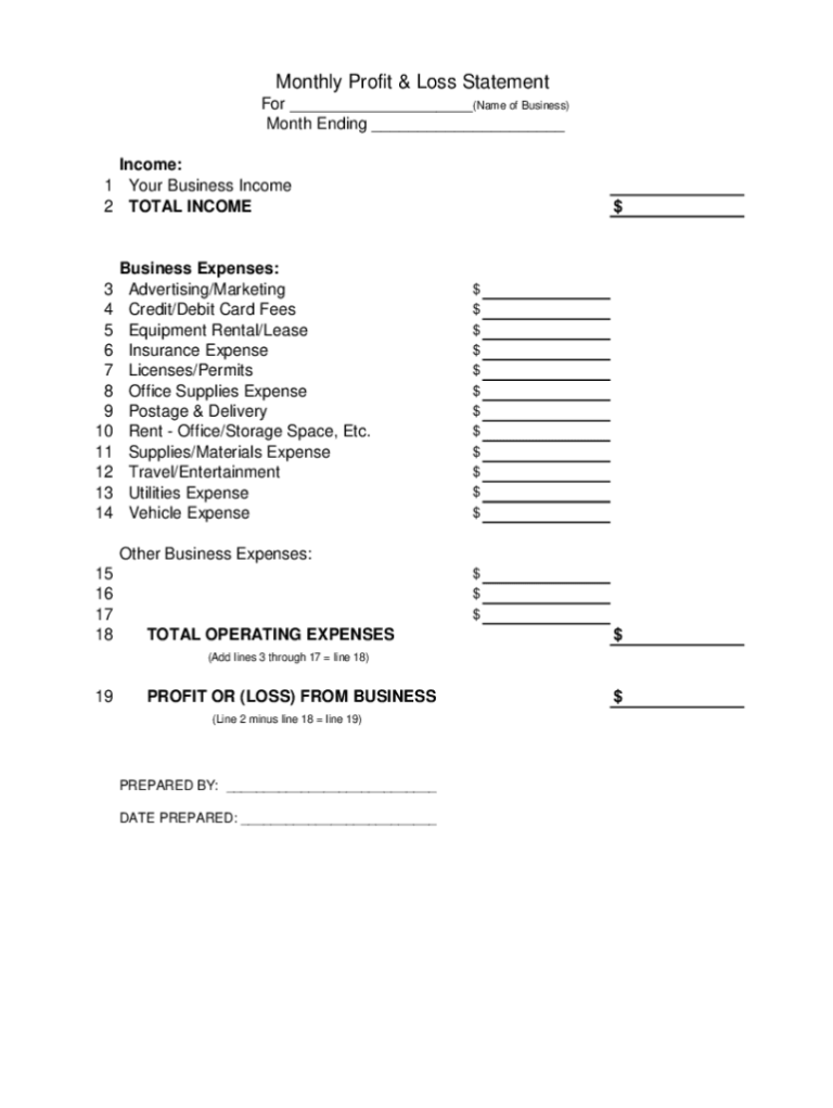 Free Fillable P&L Template: Download & Use