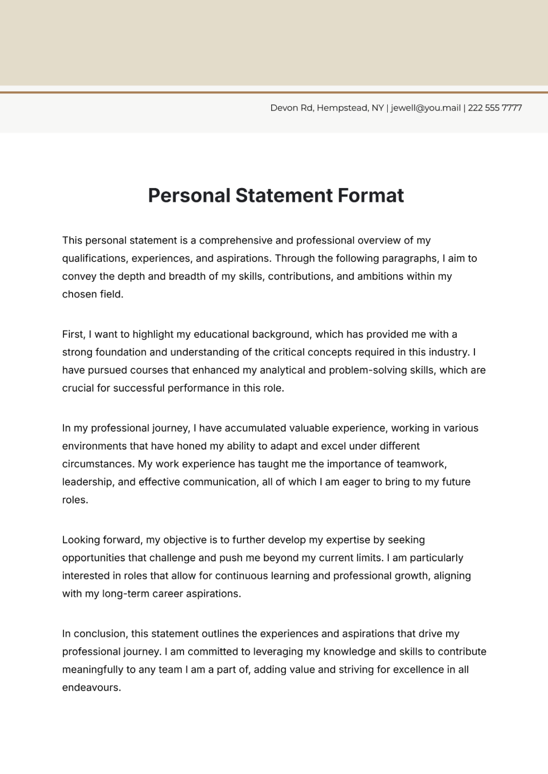 Free Personal Statement of Qualifications Template & Examples