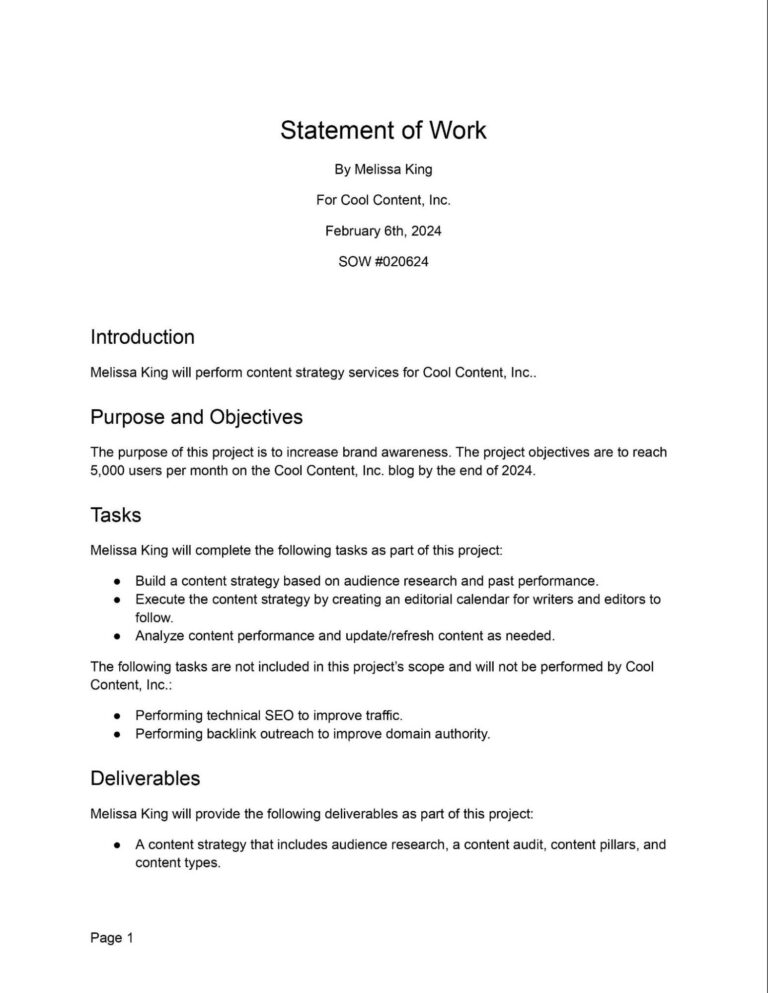 Free Statement of Work Outline Template & Example