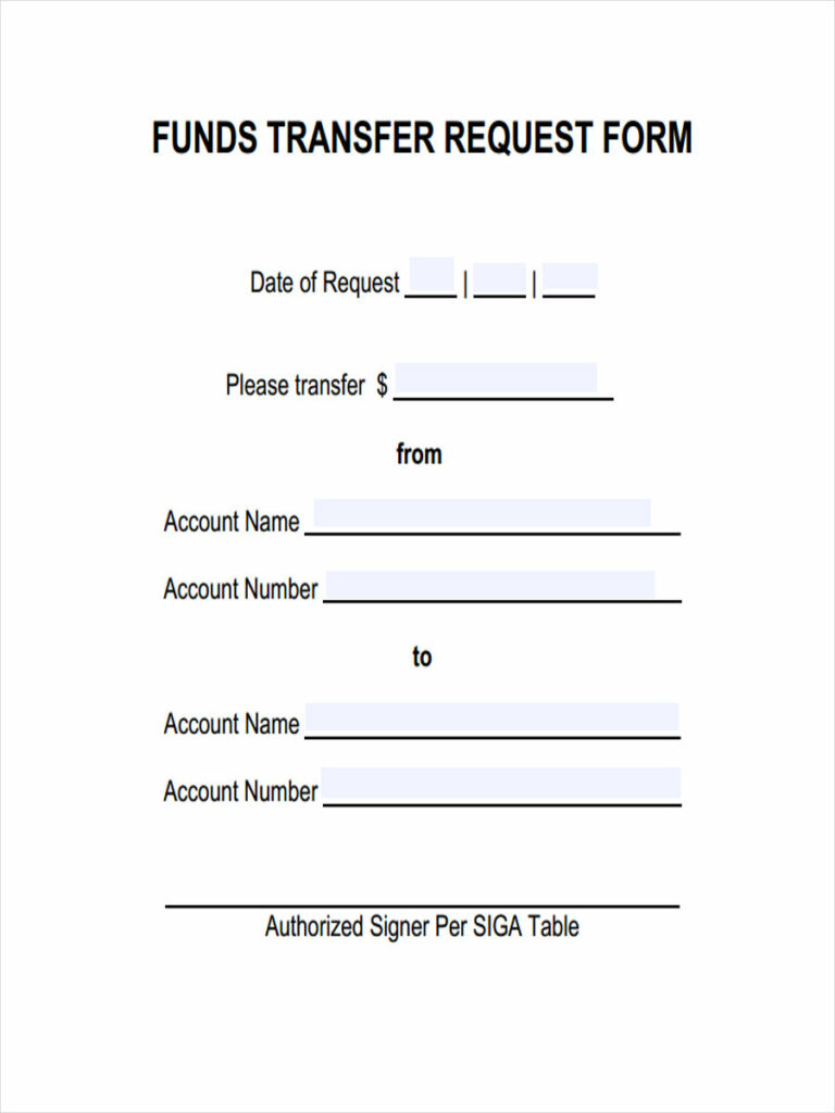 Transfer of Funds Form Template