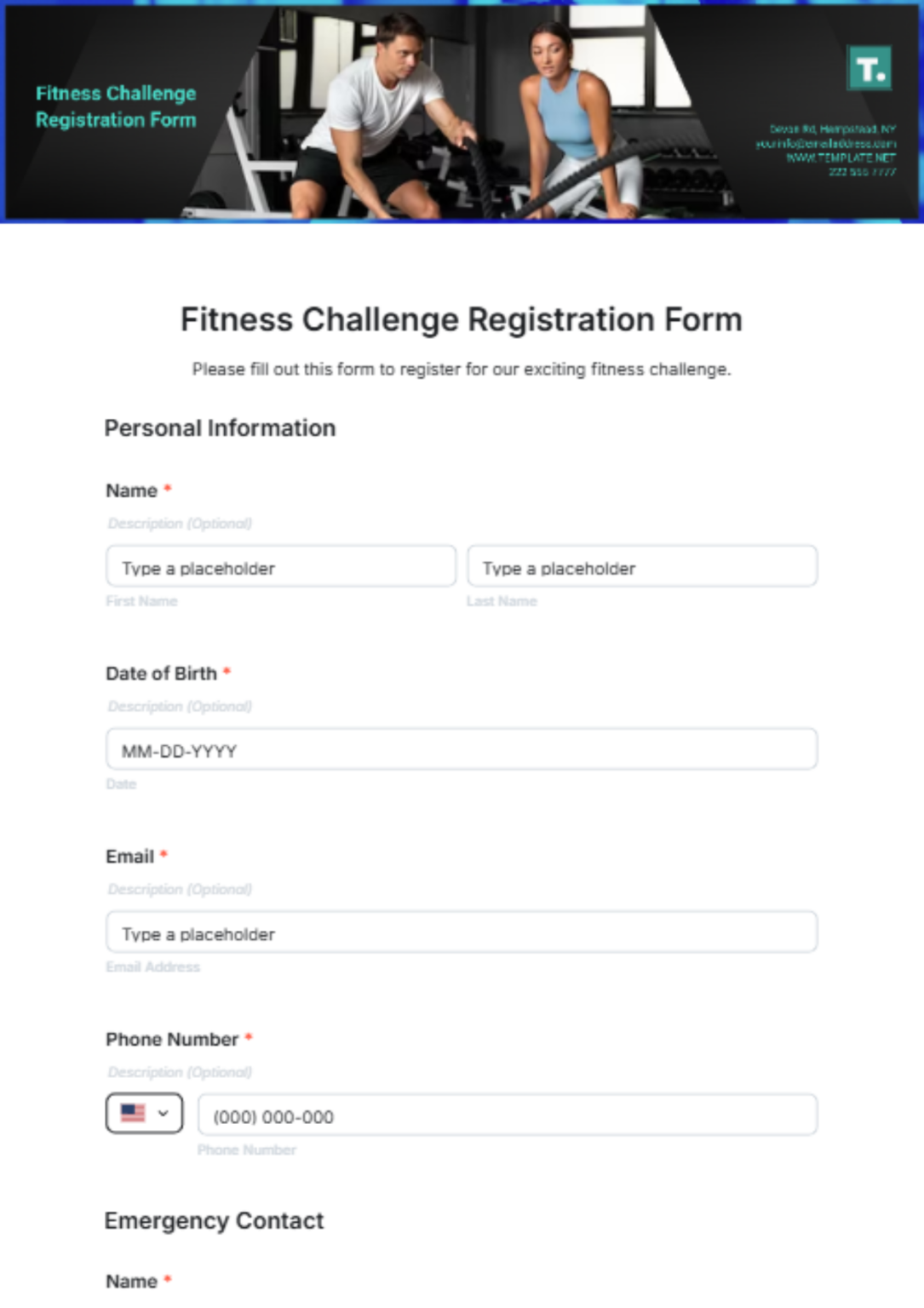 Transformation Challenge Registration Form Template