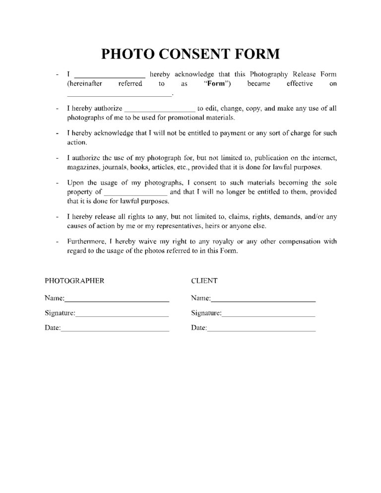 Use of Image Consent Form Template