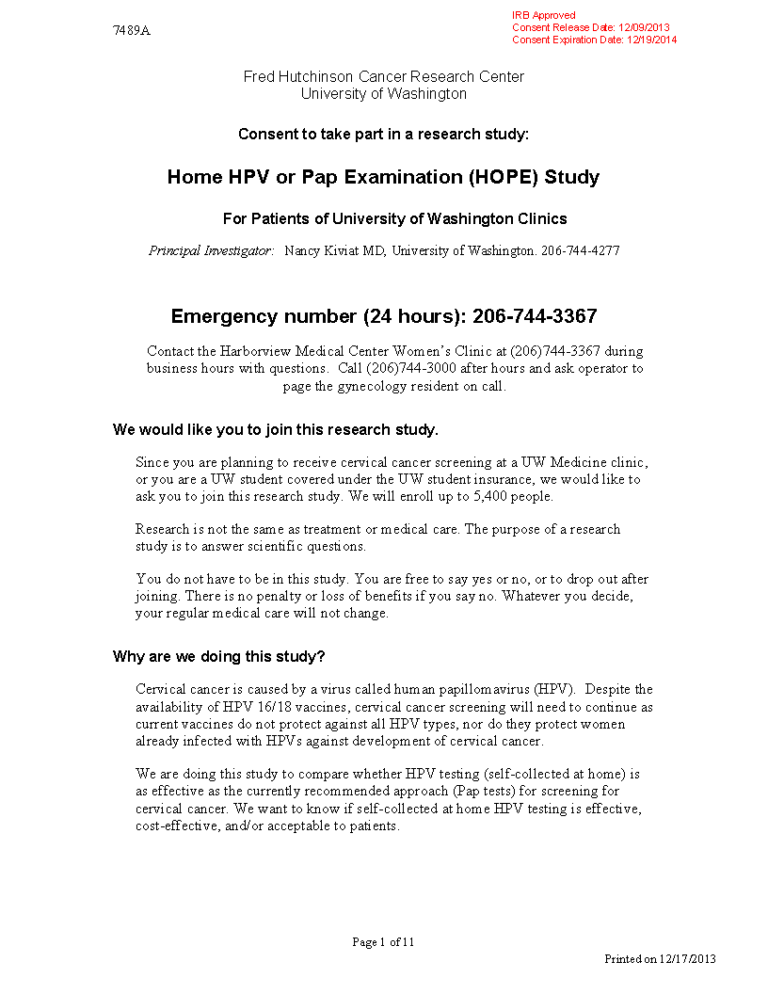 UW HSD Consent Form Template