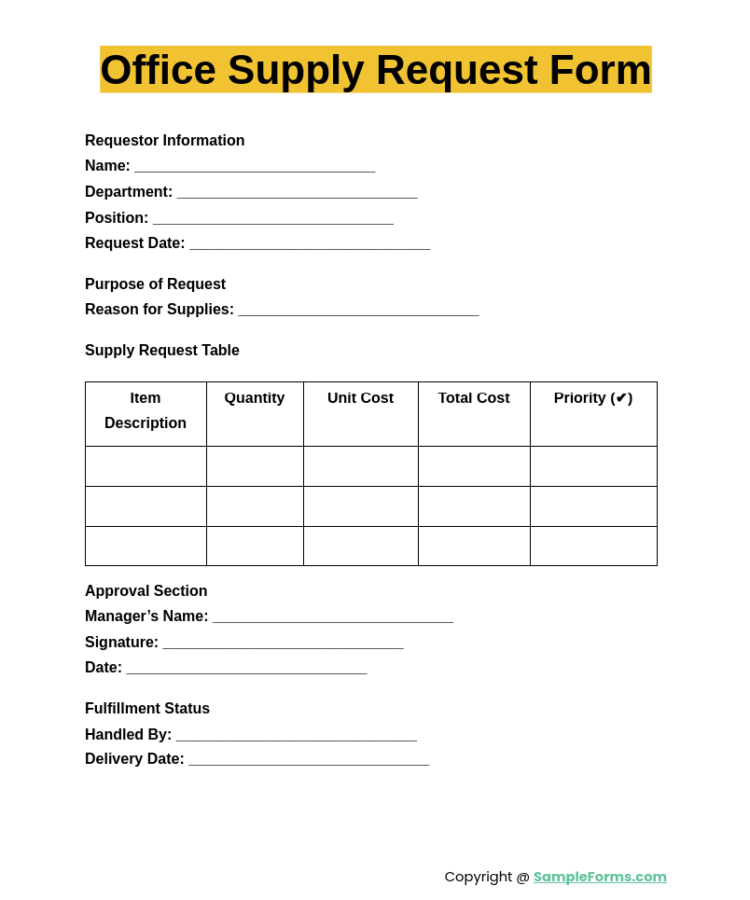 Blank School Physical Form Template