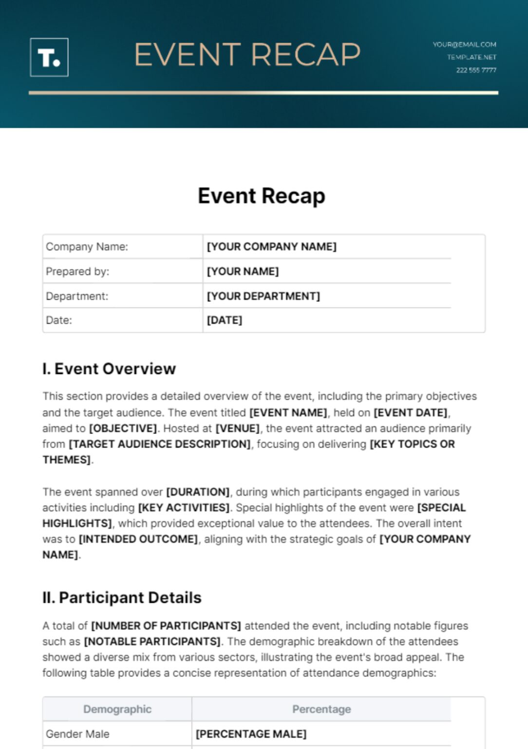 Business Event Recap Form Template