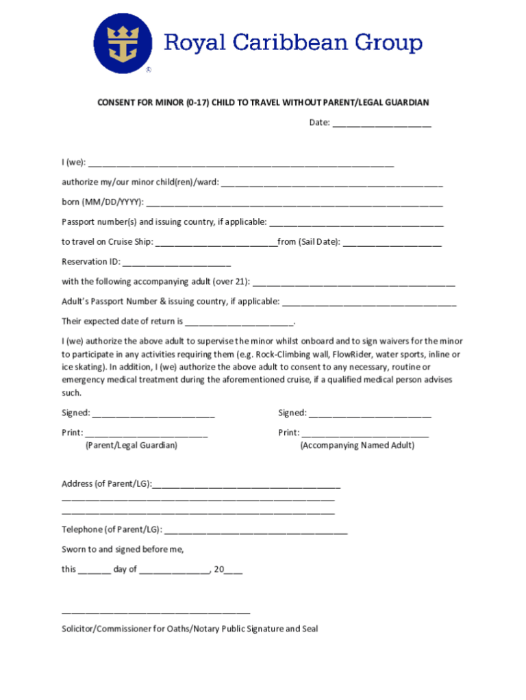 Carnival Parent Guardian Consent Form Template
