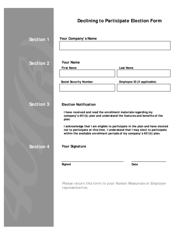 Employee Opt Out Form Template