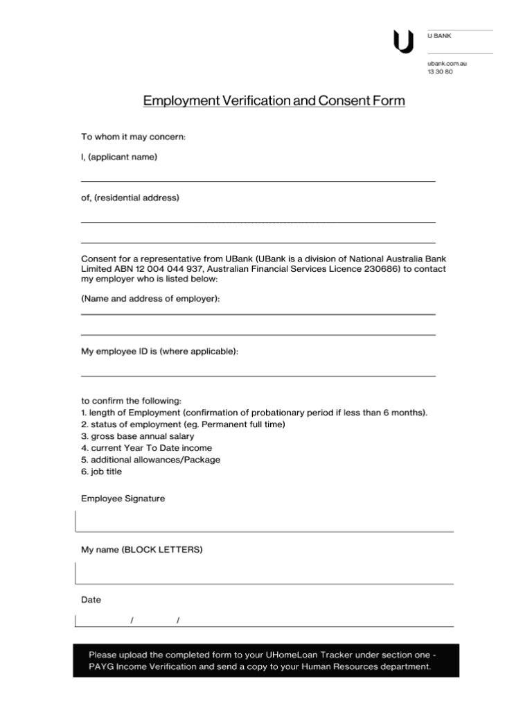 Employment Verification Consent Form Template