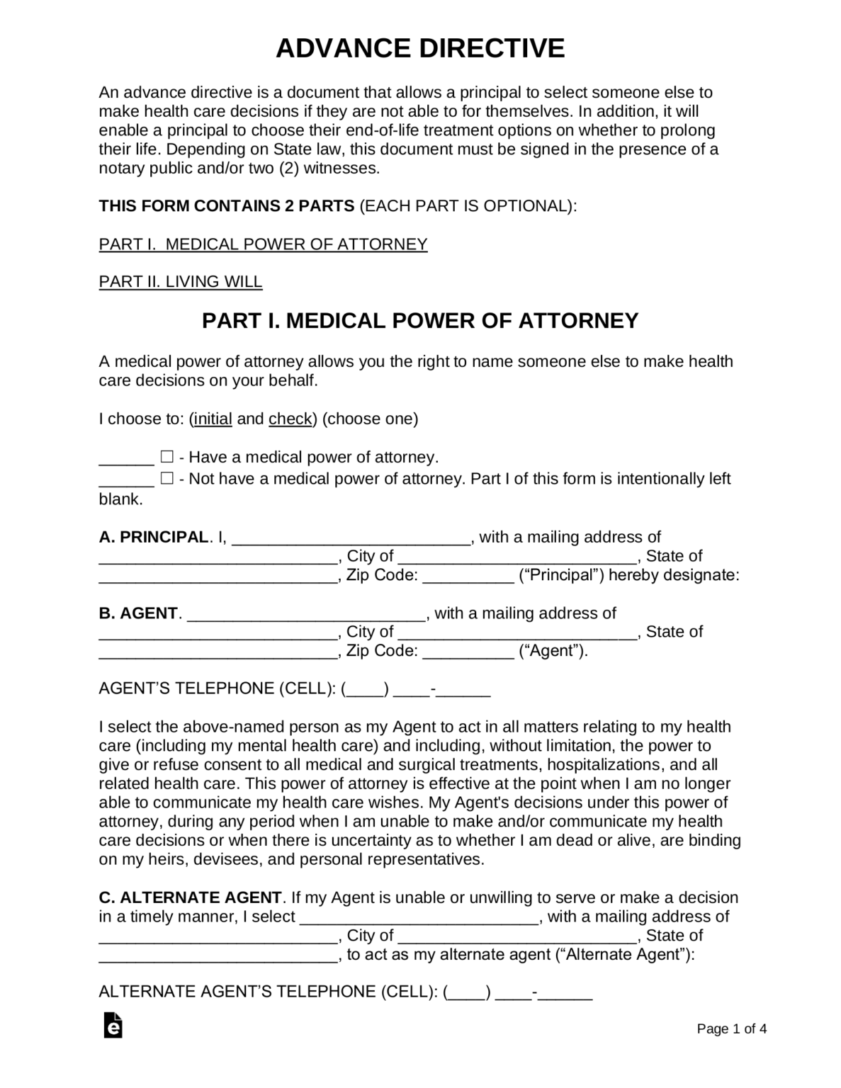 End of Life Directive Form Template