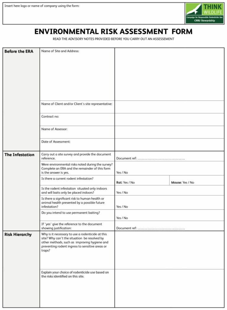 Environmental Risk Assessment Form Template