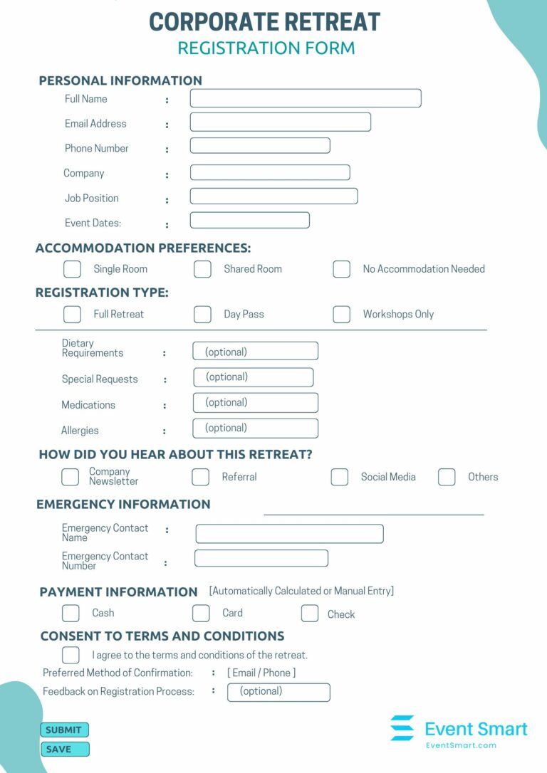 Executive Retreat Registration Form Template