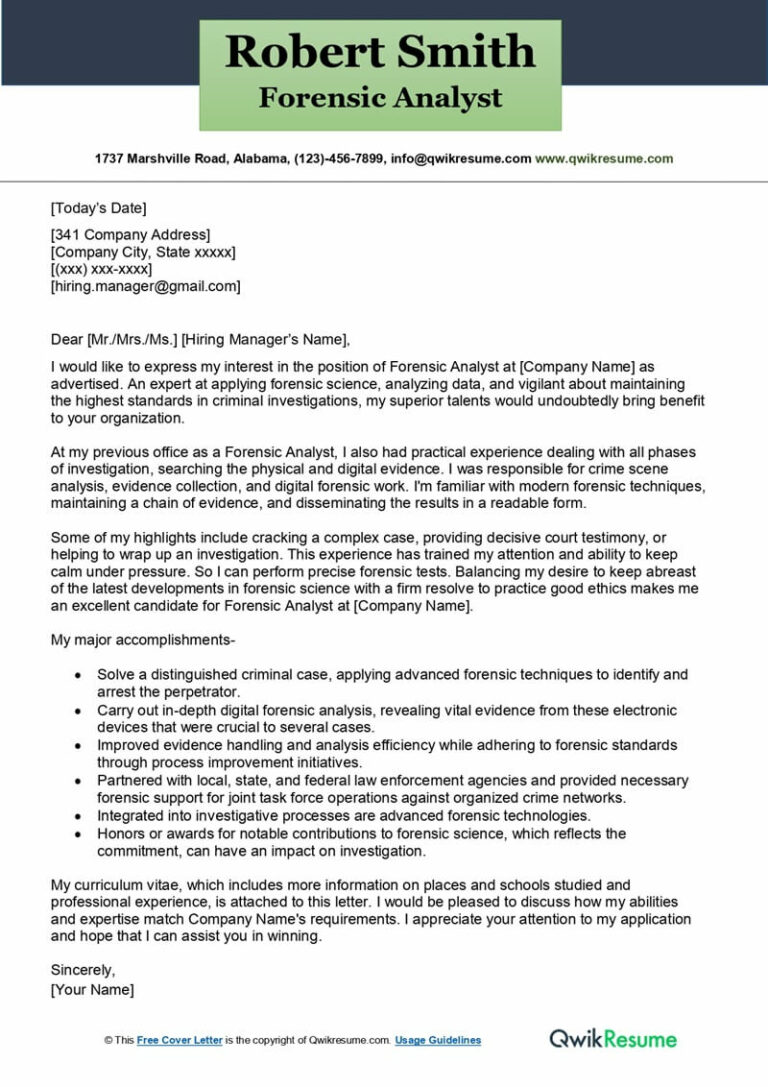 Forensic Job Application Form Template