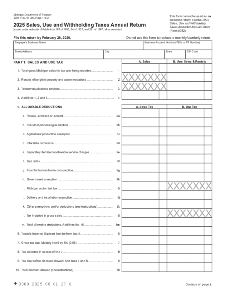 Form 5081 Michigan Completed Form Template