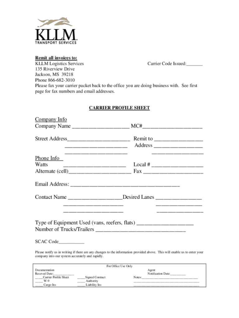 Freight Broker Shipper Profile Form Template