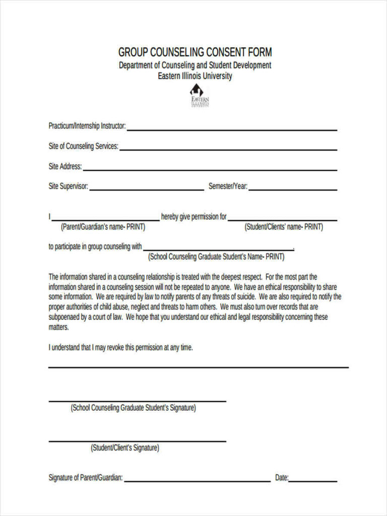 Group Counseling Consent Form Template