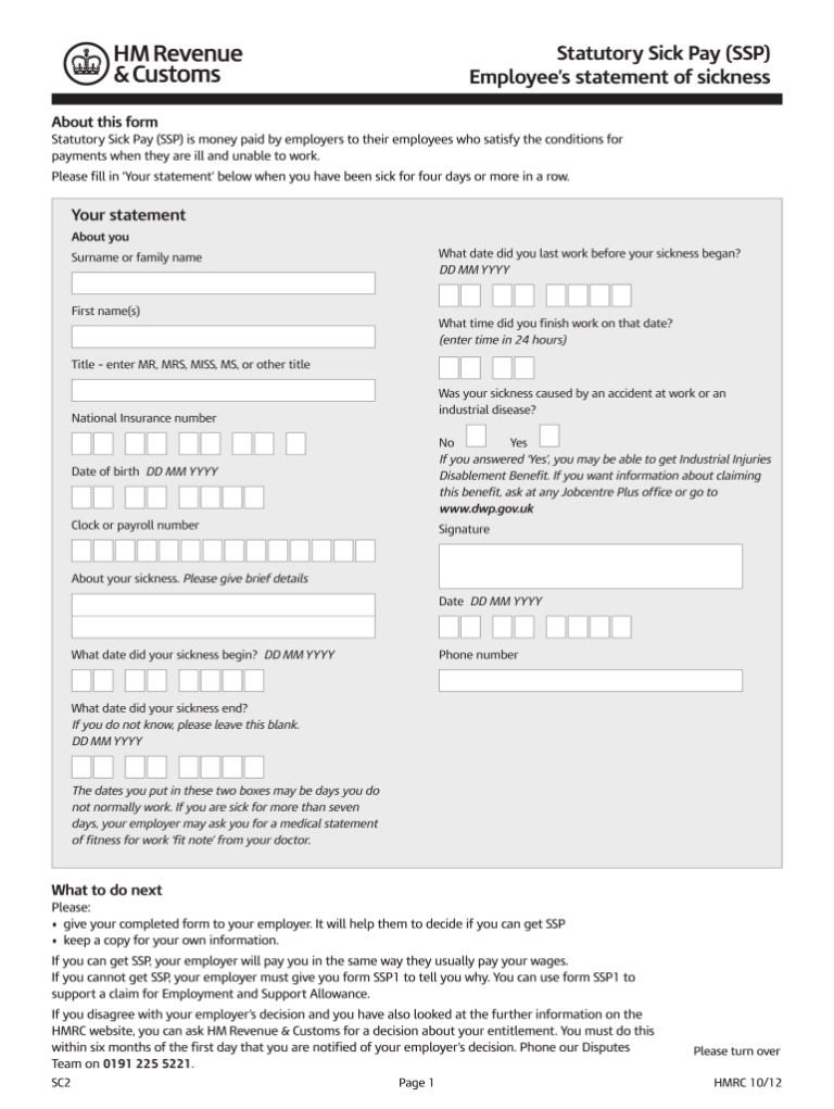 HMRC Self Certification Form Template