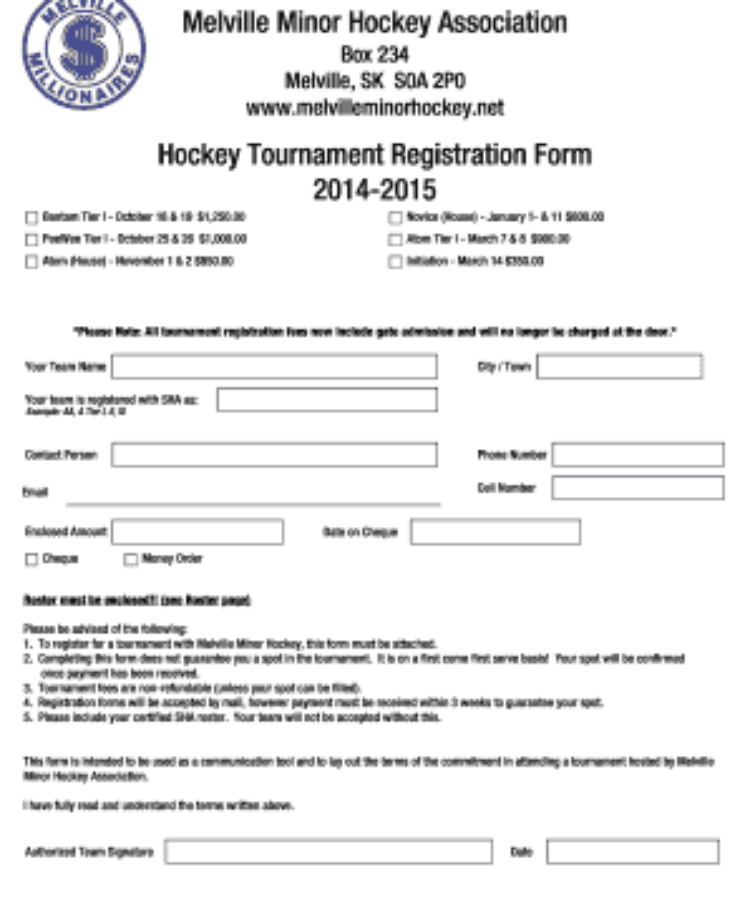Hockey Camp Registration Form Template
