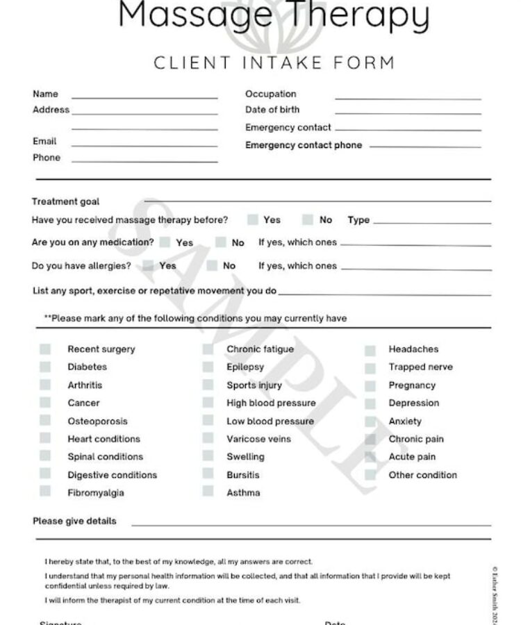 Holistic Therapy Consultation Form Template