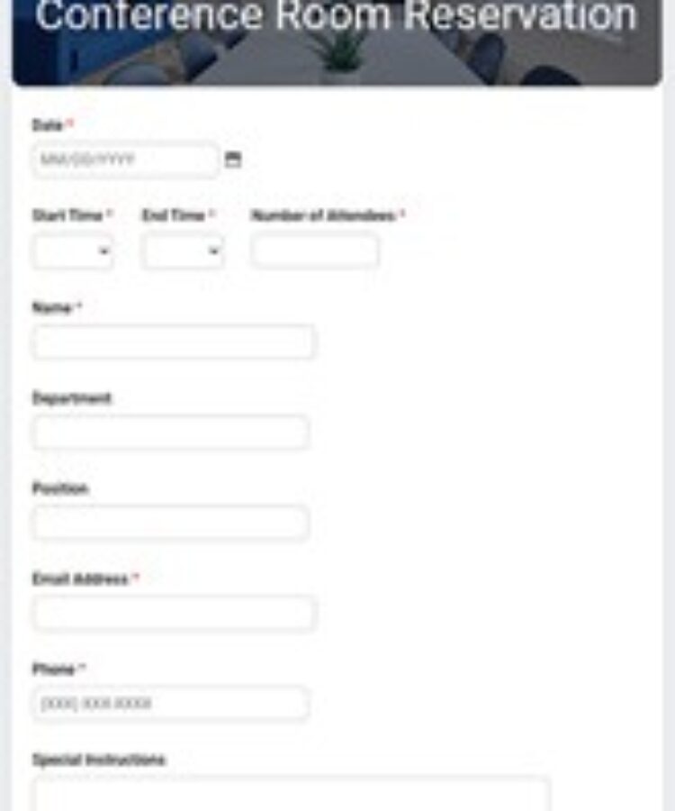 Hotel Booking Request Form Template