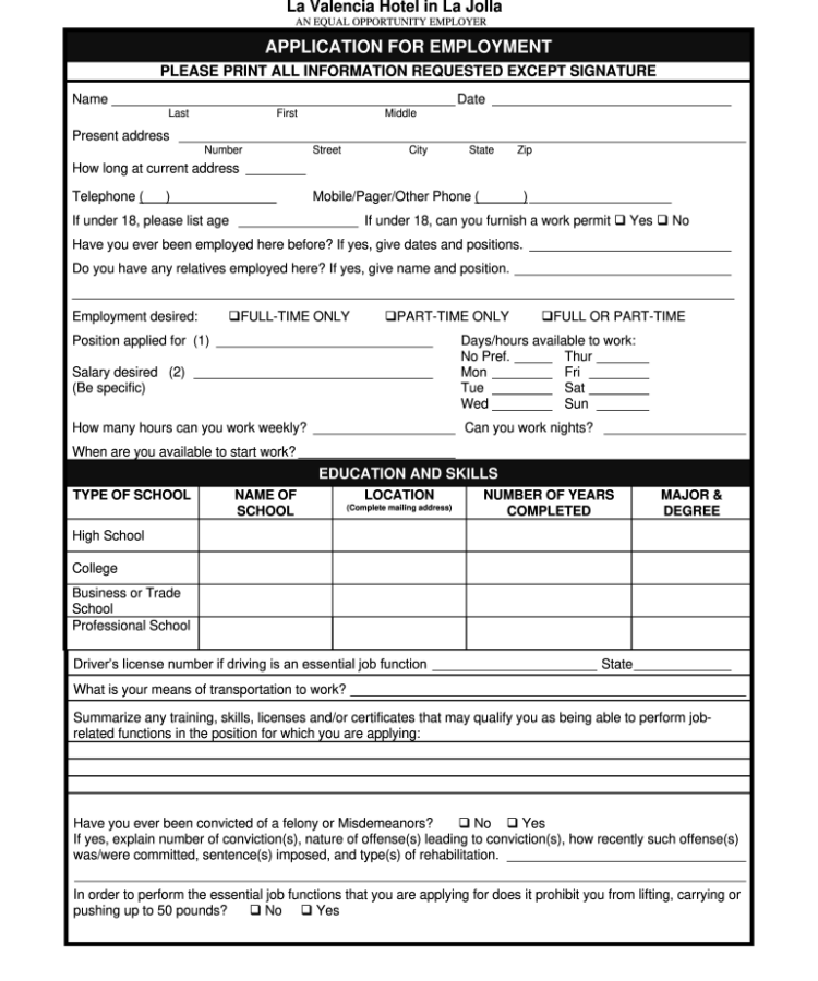 Hotel Guest Information Form Template