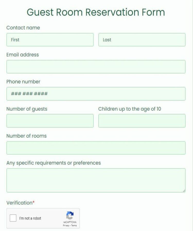 Hotel Guest Information Form Template