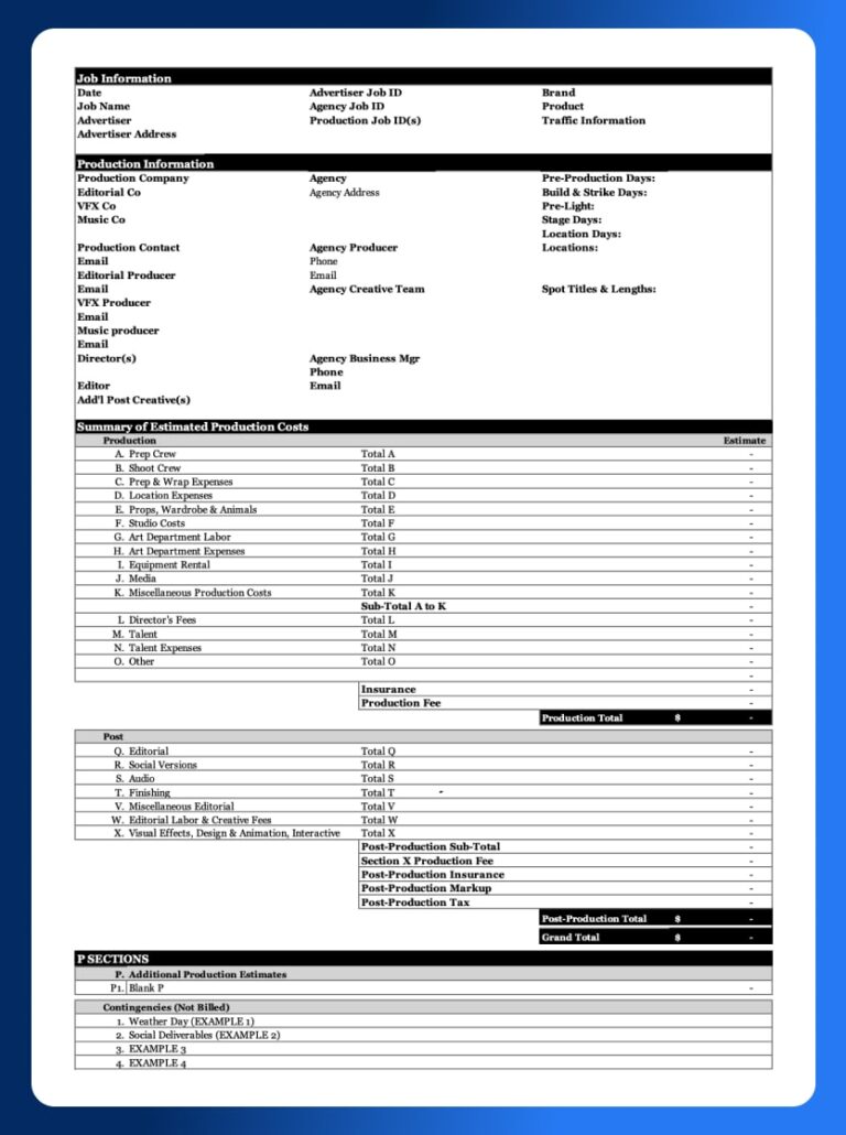Industrial Plant Bid Form Template