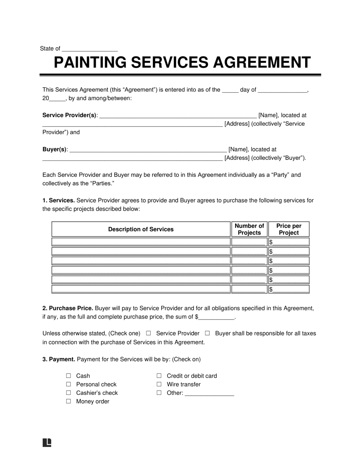 Interior Painting Customer Information Form Template