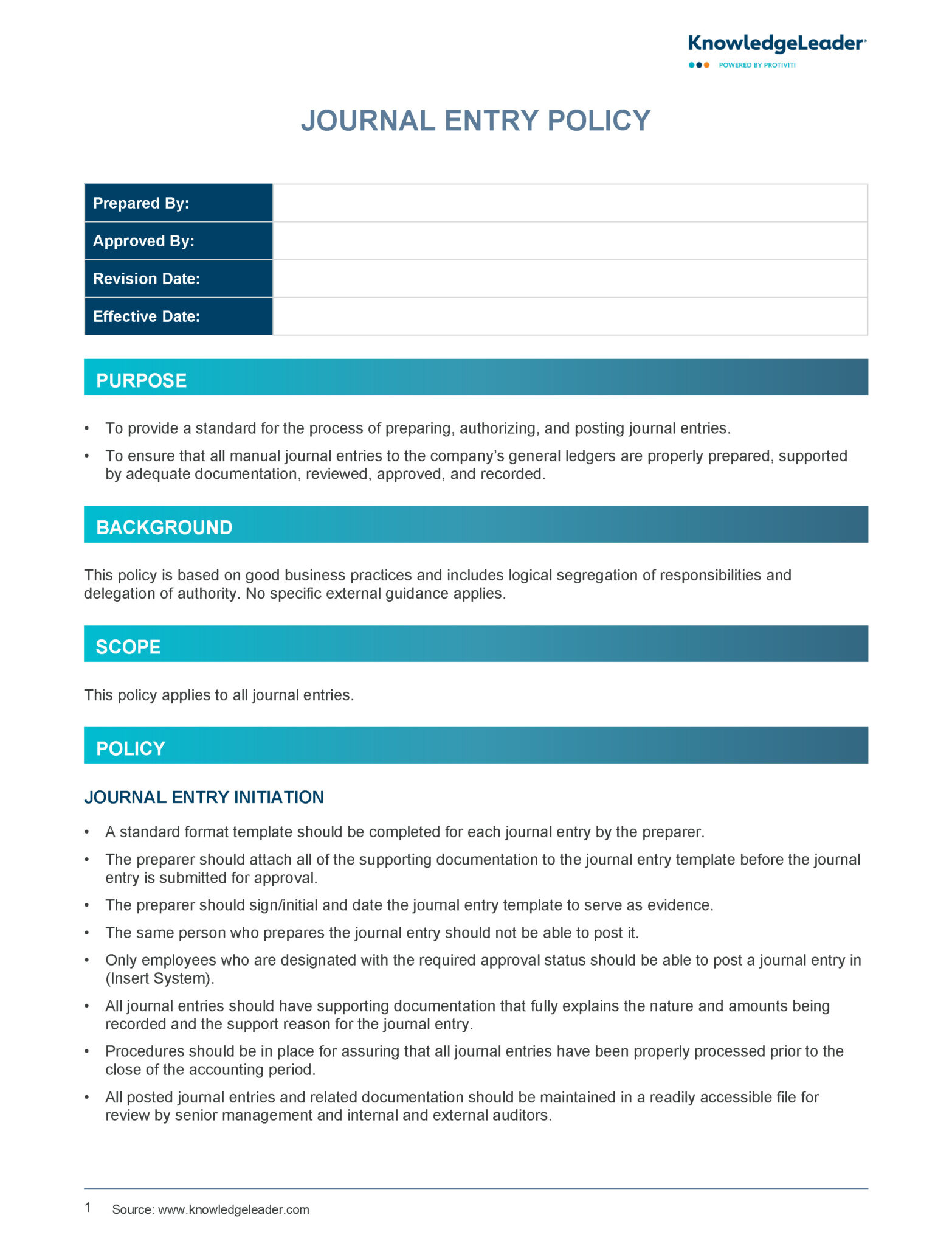 Journal Entry Approval Form Template