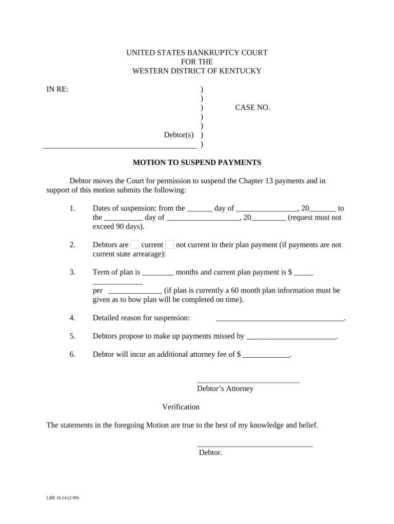 Kentucky Civil Court Motion Form Template