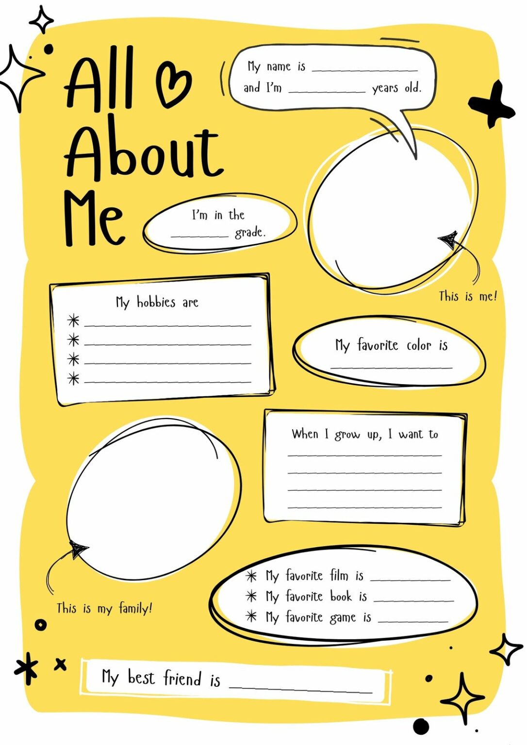 Kids All About Me Form Template