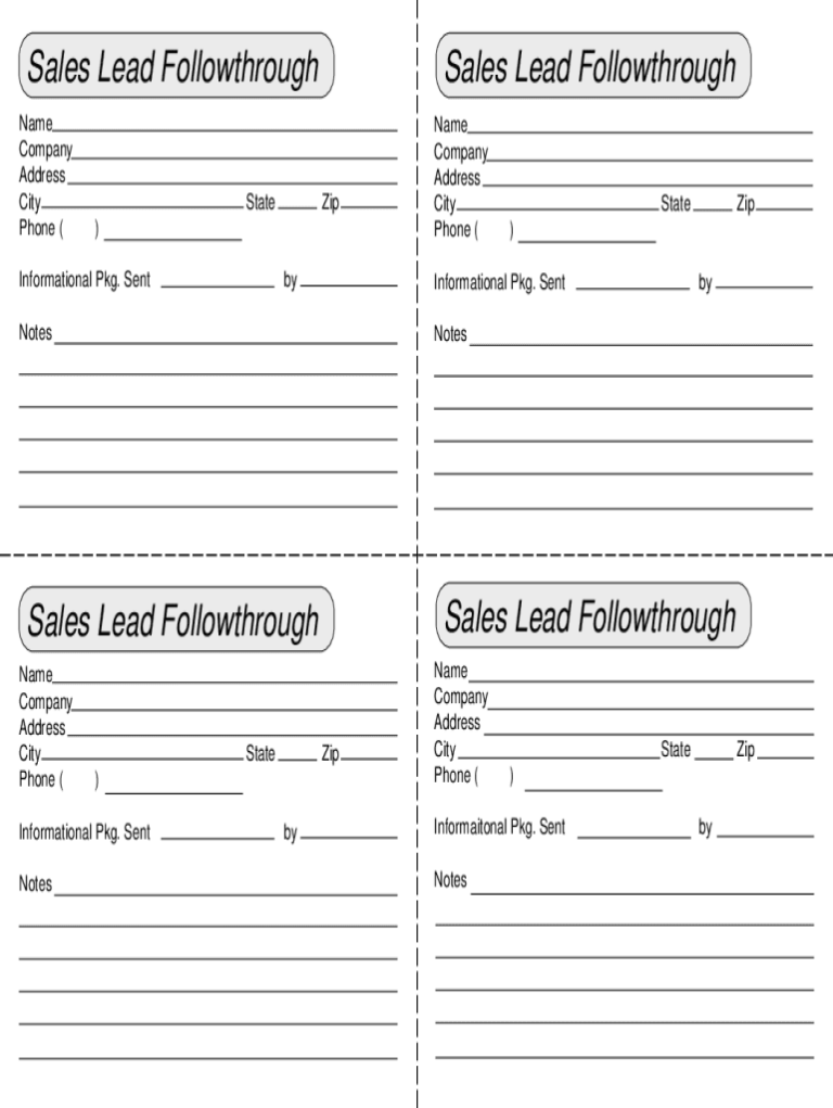 Lead Form Template Print Out