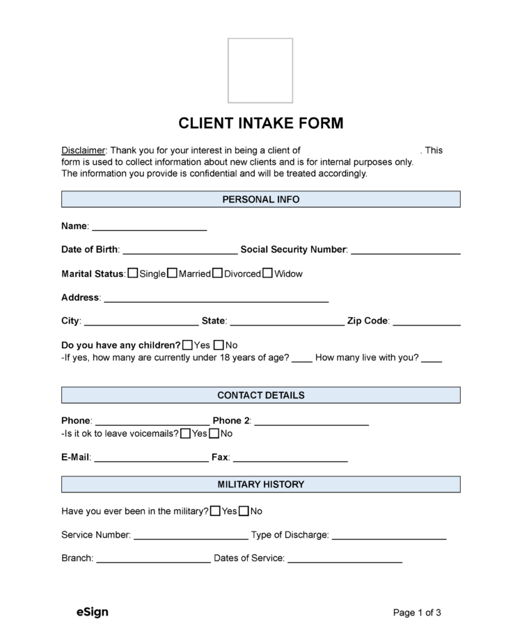 Legal Malpractice Intake Form Template