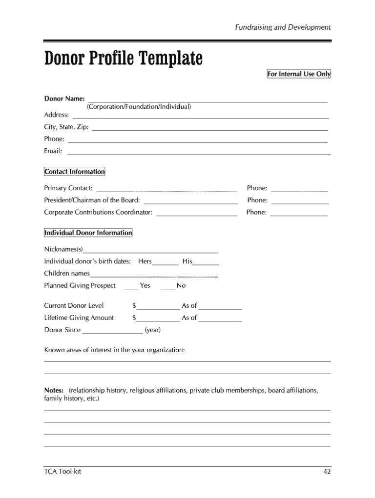 Major Donor Information Form Template