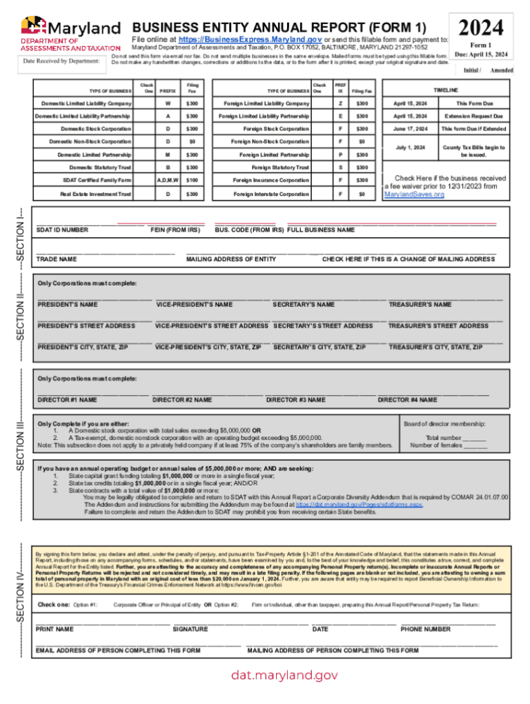 Maryland Personal Property Tax Form Template