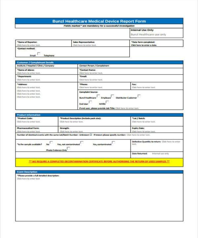 Medical Device Evaluation Form Template