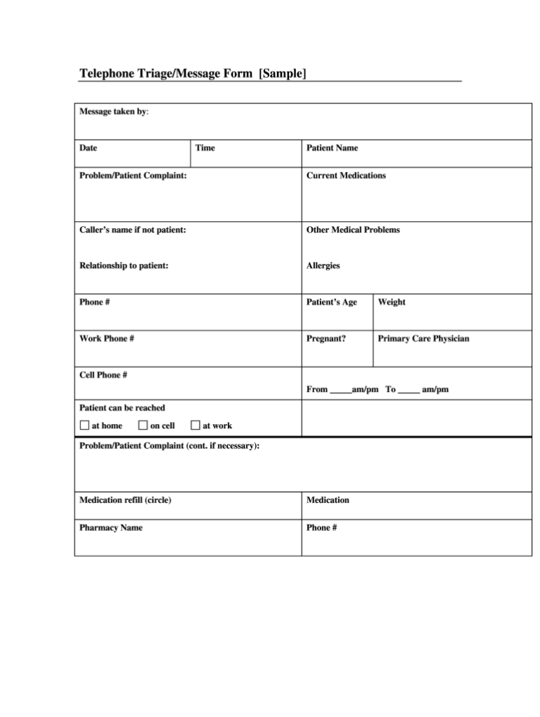 Medical Office Triage Form Template
