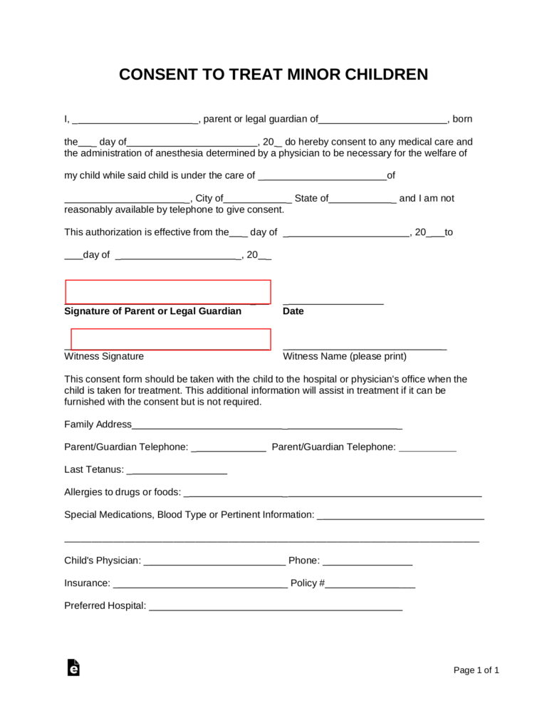 Medical Parental Consent Form Template